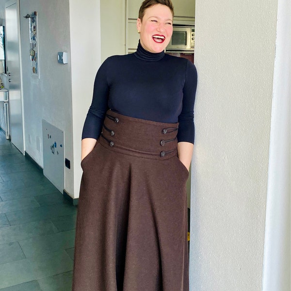Fit and Flare Summer Cotton Skirt, Military Green High Rise Skirt ...