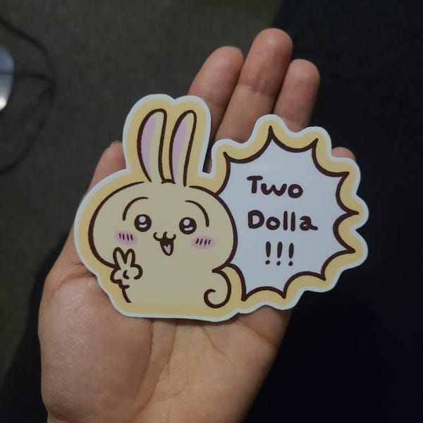 Chiikawa Usagi Sticker: "two Dolla!" Waterproof Vinyl Die-cut - Etsy