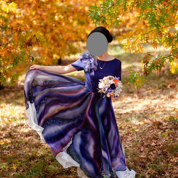 Hand Painted Dress, Ball Gown, Prom Dress, Long Formal Dress, Colorful ...