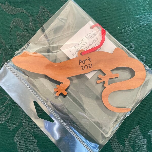Gecko Ornament - Detailed Western Banded Gecko Lizard Black Cherry Wood ...