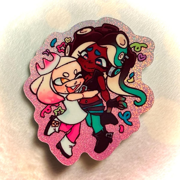 Pearl and Marina | Splatoon 2” Glitter Holographic Sticker - Etsy