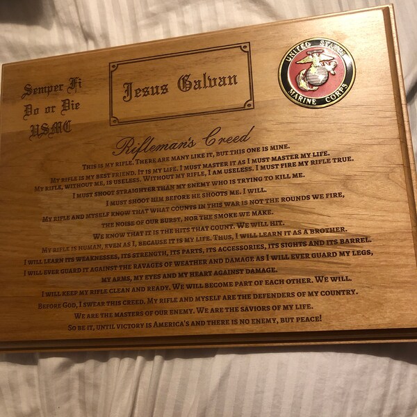Personalized Marine Corp Rifleman's Creed Plaque - Marine Award - USMC ...