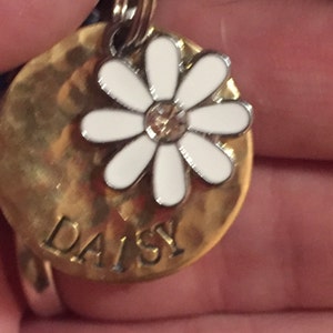 Dog Tag Daisy Dog Tag Pet Tag for Puppies, Cats and Dogs White and Gold ...