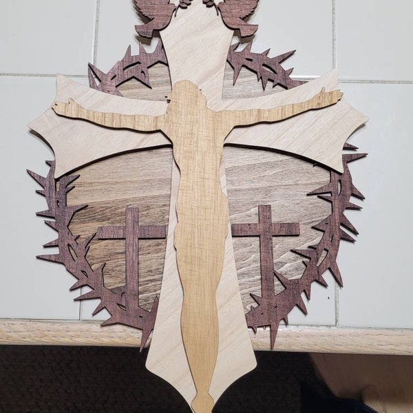 Digital File - 4 Layer Cross Art Piece for Glowforge - SVG - DXF - PDF ...