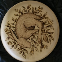 Leaping Celtic Hare Wood Slice Pyrography, Original Art for a Wiccan ...