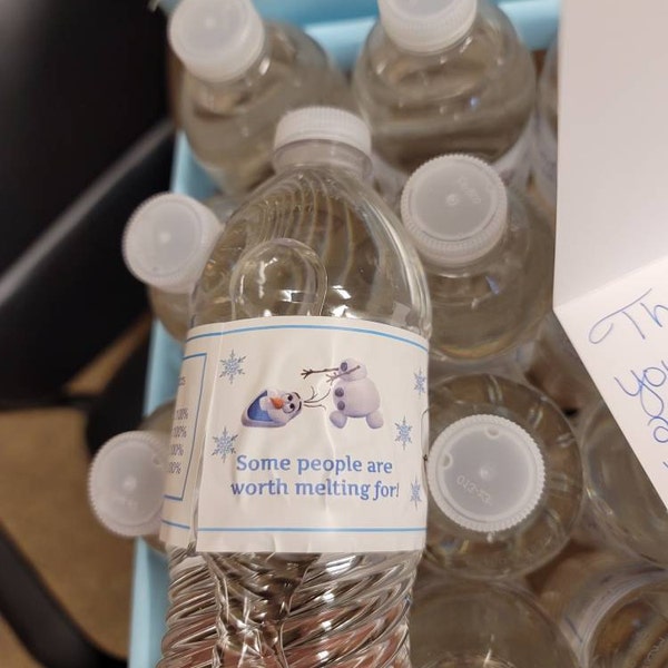 WATERPROOF VINYL Melted Snowman Water Bottle Labels Personalized ...