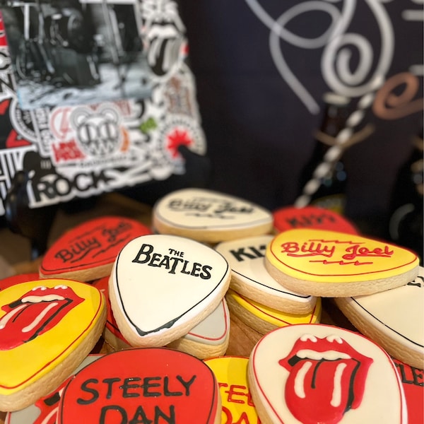 24 Large Guitar Picks Rock Band Name Custom Cookies, Personalized ...