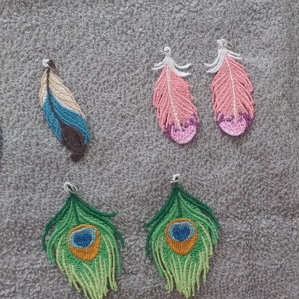 FSL Feather Earrings Free Standing Lace Machine Embroidery Designs Instant Download 4x4 Hoop 10 ...