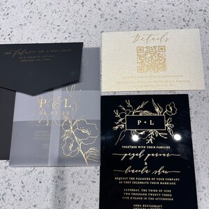 Black Dome Shape Acrylic Wedding Invitations Arch Invite Modern Classic ...