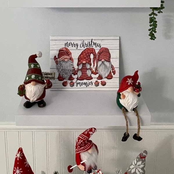 Merry Christmas Gnomies Holiday Sign - Christmas Gnome Sign for Wreaths ...