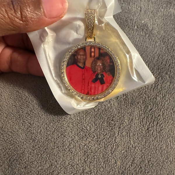 Custom Photo Necklace, Personalized Picture Necklace, Simulated Diamond ...