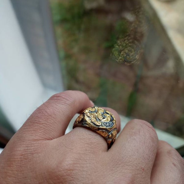 Mens Ring,antique Style Gemstone Handmade Sterling Silver Men Ring ...