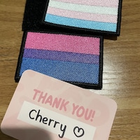 Transgender Flag Embroidered Patch LGBT Trans Pride Hook and Loop, Iron ...