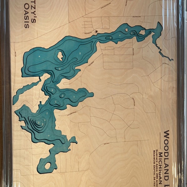 Personalized Wood Lake Map, Custom Wood Map, Lake House Decor, Father's ...