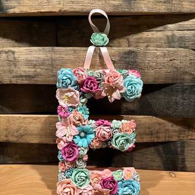 Custom Floral Letter Monogram Paper Flower Initial in Your Color Choice ...