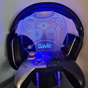 Personalised Neon Green Controller and Headset Gaming Station With ...