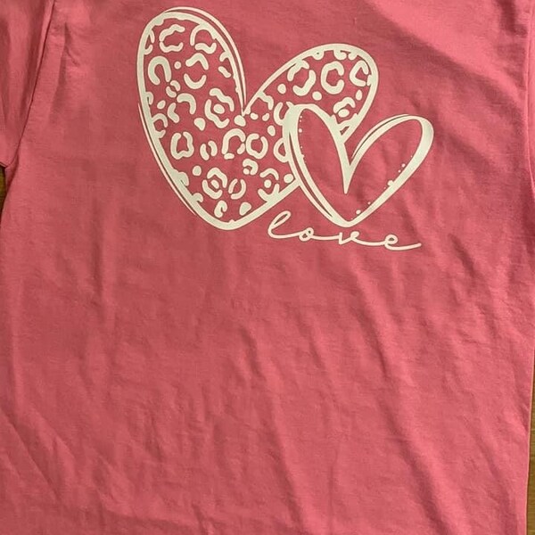 Love Double Heart Screen Print Transfer, T-shirt Transfer, --NOT a ...