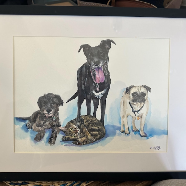 Multiple Pet Portraits, Custom Dog Portraits, Custom Pet Portraits ...