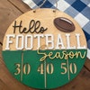 Hello Football Season Sign, Digital Download, Round Door Hanger Svg ...