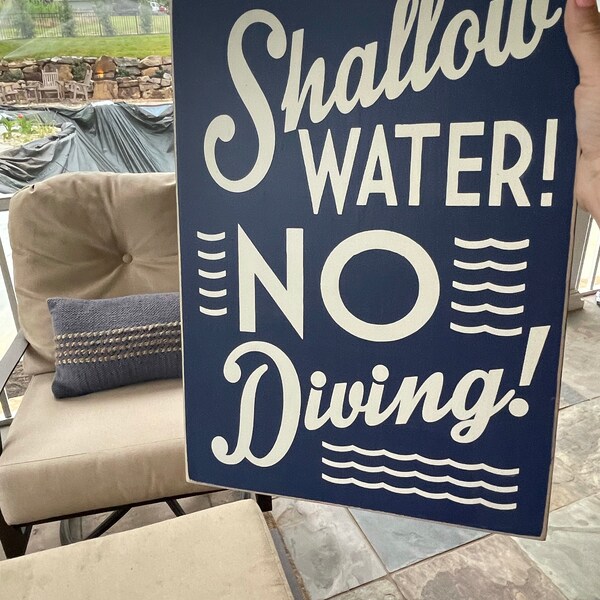 Shallow Water No Diving Distressed Wood Sign - Etsy