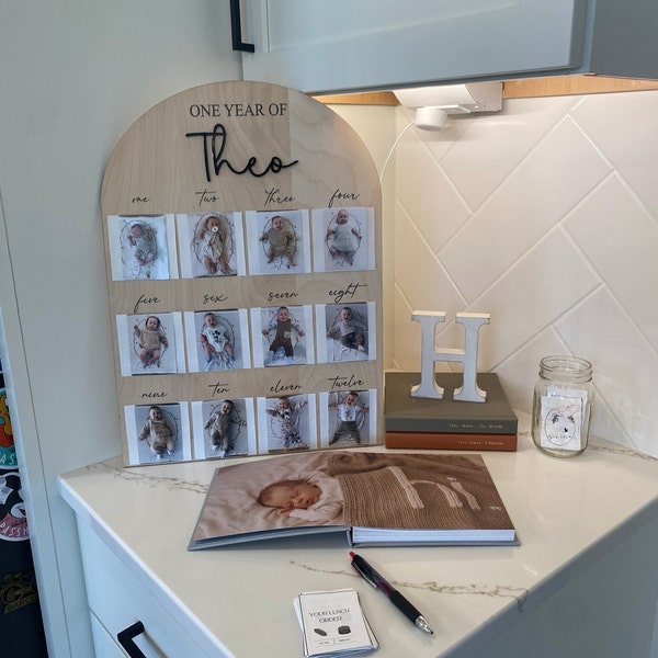 One Year of - Birthday Photo Board - Party Supplies - Wood Photo Memory ...