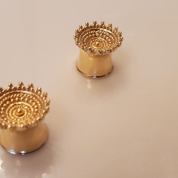 1 Pair of HONEYCOMB Gold Ear Plugs,ear Stretchers, Ear Gauges, Gold ...