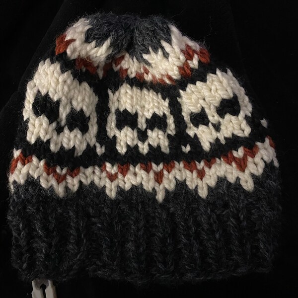 Spooky Skull Beanie Knit Pattern: Fair Isle Hat (instant Download) - Etsy