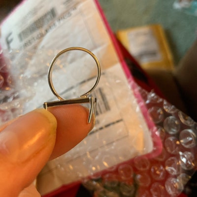 925 Sterling Silver Rectangle Shape Ring Prong Bezel Setting - Etsy