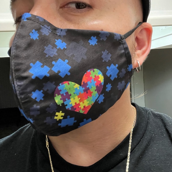 Autism Awareness Face Mask - Love Educate Support and Advocate - Etsy