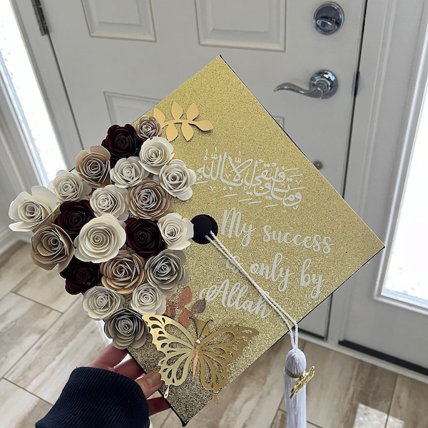 Islamic Graduation Cap Topper: Paper Flowers, Custom Floral Design - Etsy