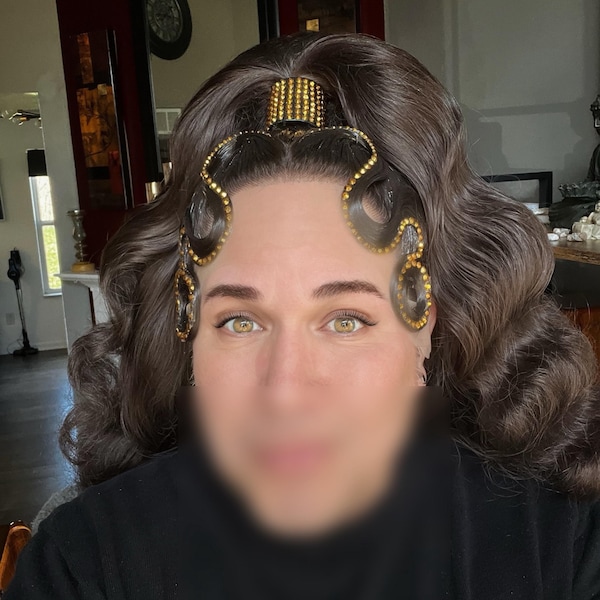 Dark Brown Curly Rhinestone Wig for Drag Queens - Etsy