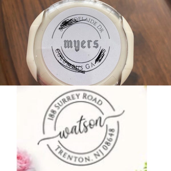 Personalized Round Self-inking Monogram Address Stamp and Ink With Name ...