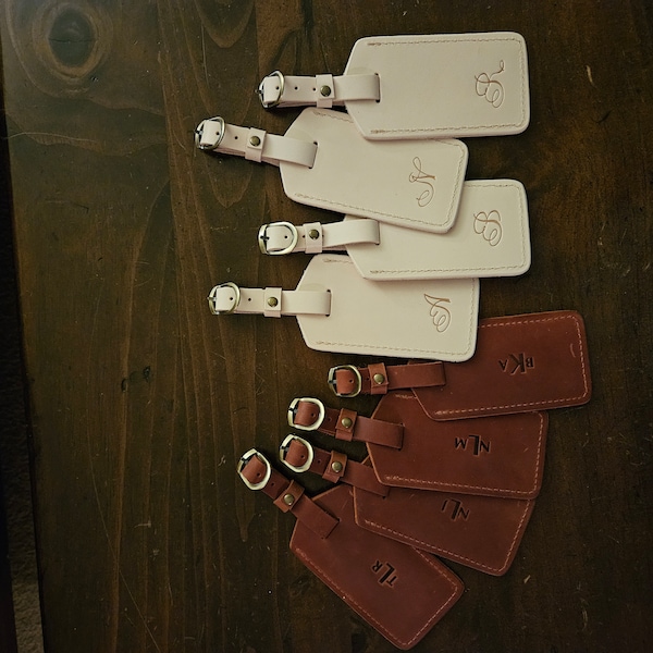 Personalized Leather Luggage Tag, Personalized Travel Gift, Wedding Favors, Custom Luggage Tags ...