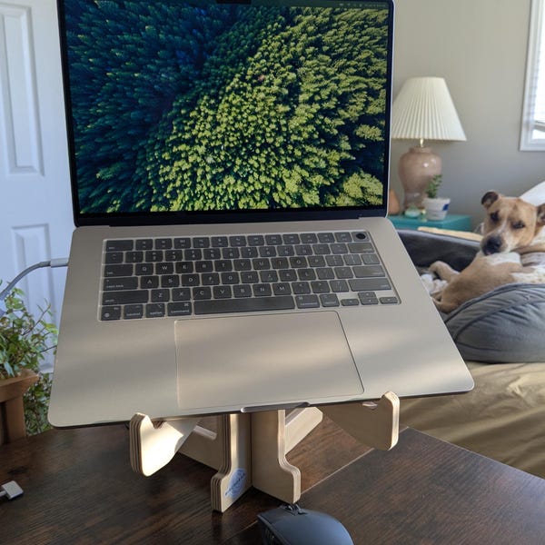 Laptop Shelf, Ergonomic Wood Laptop Stand With Storage, Birch Plywood ...