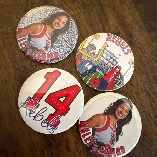 Custom Spirit Buttons | Senior Sports | Jersey Number - Etsy