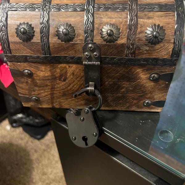 Pirate Wooden Treasure Chest With Antique Iron Lock and Skeleton Key ...