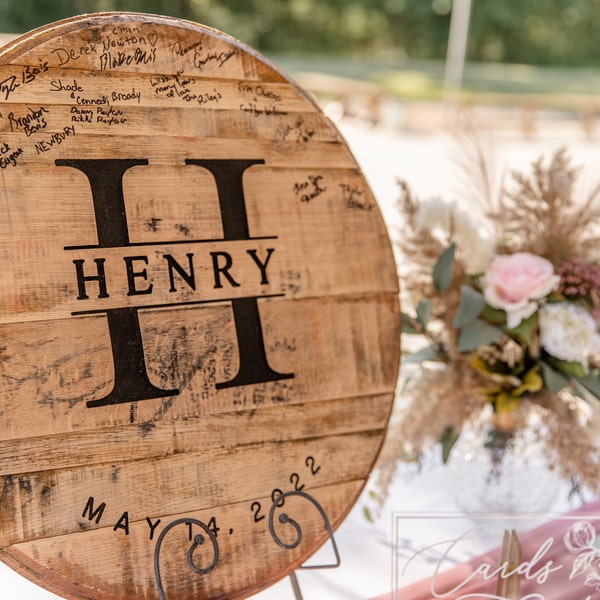 Whiskey Barrel Guest Book, Bourbon Barrel Lid, Bourbon Barrel Guest ...