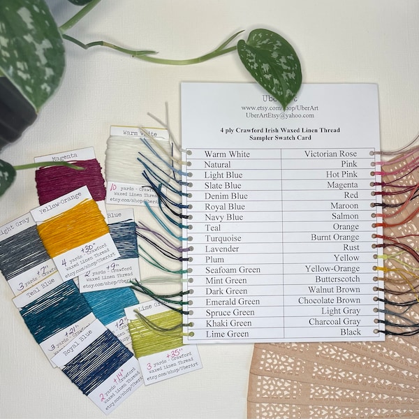 Sampler Swatch Card Irish Waxed Linen Thread, 4 Ply - Etsy