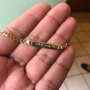 10k Solid Gold Figaro Cuban Link Baby ID Bracelet Pave Cuban - Etsy