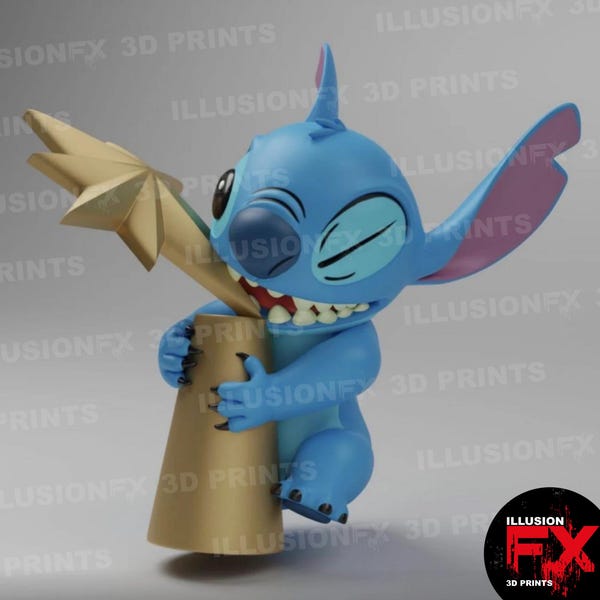 Stitch Biting Christmas Star Tree Topper - 3D Print STL File Download ...