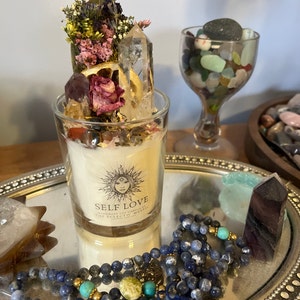 Anxiety Relief & Happiness Intention Candle Packed With Crystals, Herbs ...