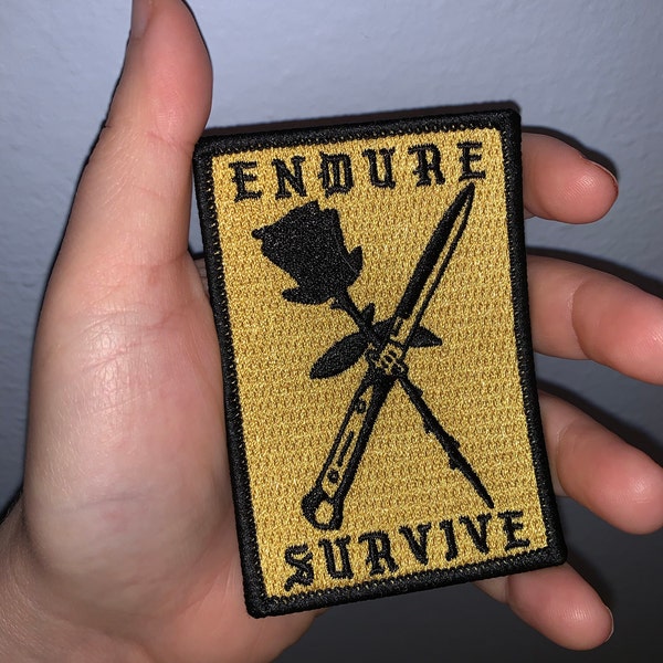 Rose and Switchblade Patch. Endure Survive Iron on Embroidered Patch - Etsy