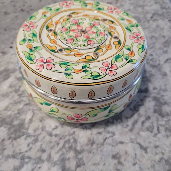 Steel Food Container With Lid Enamel Coated Hand Painted / Colourful ...