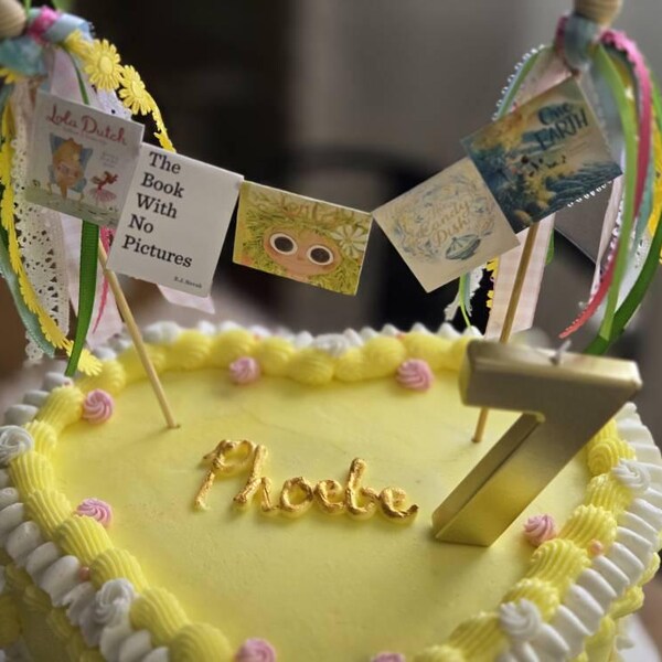 Custom Cake Banner Topper Storybook, Little Golden Book Cake Topper ...