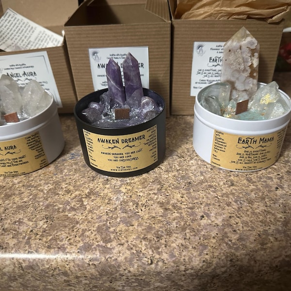 Reiki Charged Crystal Candles: Healing Candle, Intention Gifts, Natural ...