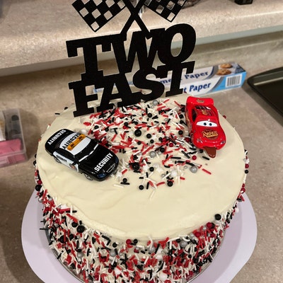 Two Fast Cake Topper, Racecar 2nd Birthday Cake Topper, Race Car Second ...