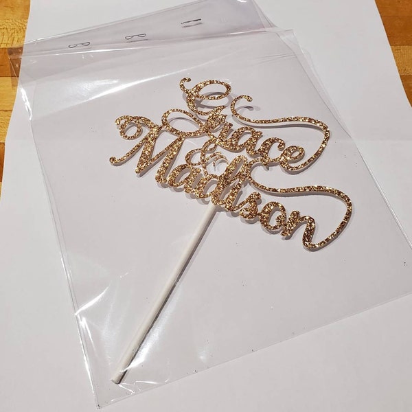 Custom Names Cake Topper, Personalized Cake Topper With Two Names ...