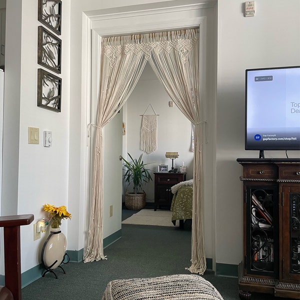 Macrame Room Divider 4 Door Panel, Handmade Macrame Curtain, Bohemian ...