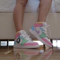 Custom Color Block spring J1s pink Yellow Green Blue Pink check Sizing ...