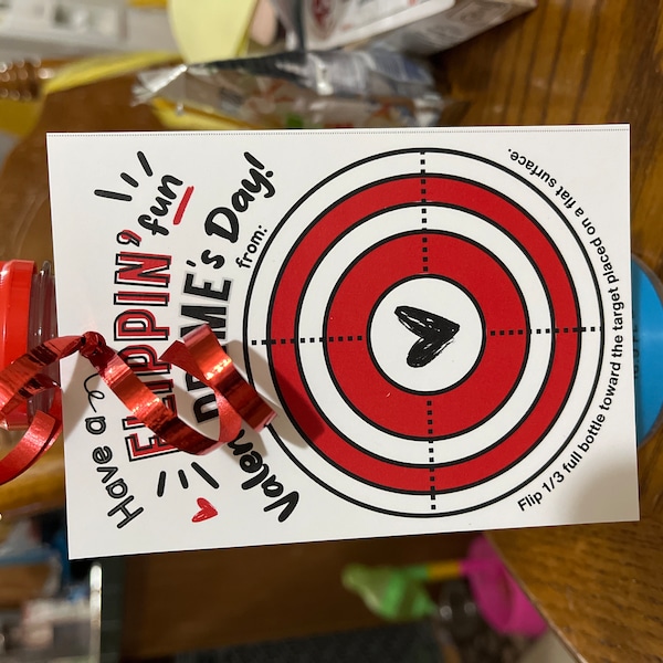 Bottle Flipping Target Tag, Hydration Drink Valentine Printable, Kids ...